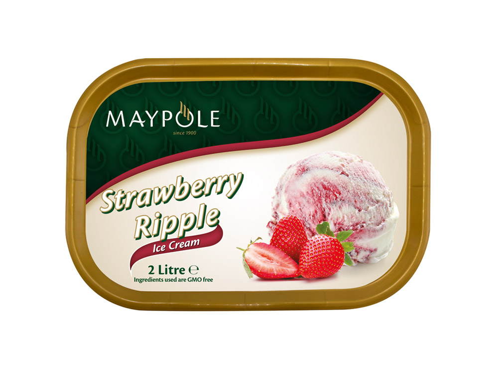 Strawberry ripple ice cream 2ltrs - Maypole